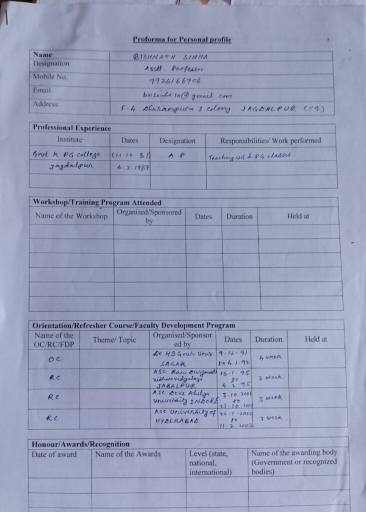 Mathematics – Govt. Kaktiya P.G. College, Jagdalpur